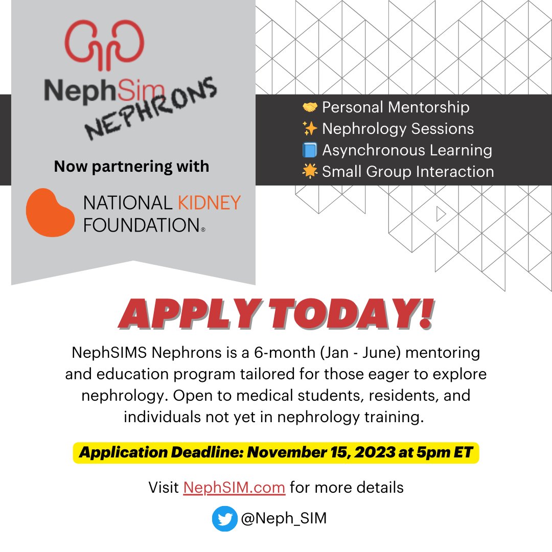 2024 NephSIM Nephrons: Applications Due 11/15 - Renal Fellow Network